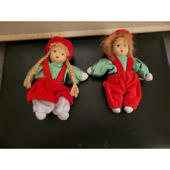 Holiday | Set Of 2 Vtg Mini Hand Made Porcelain Head Dolls Hansel ...